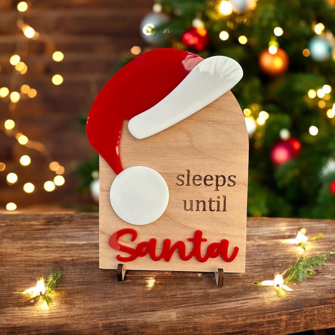 Christmas Countdown Sign, Santa Countdown, Santa Visits, Sleeps Until ...