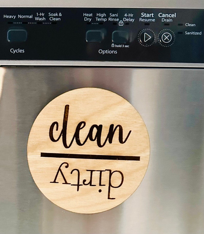 Clean Dirty Dishwasher Magnet, Wooden Dishwasher Magnet, Dishwasher ...