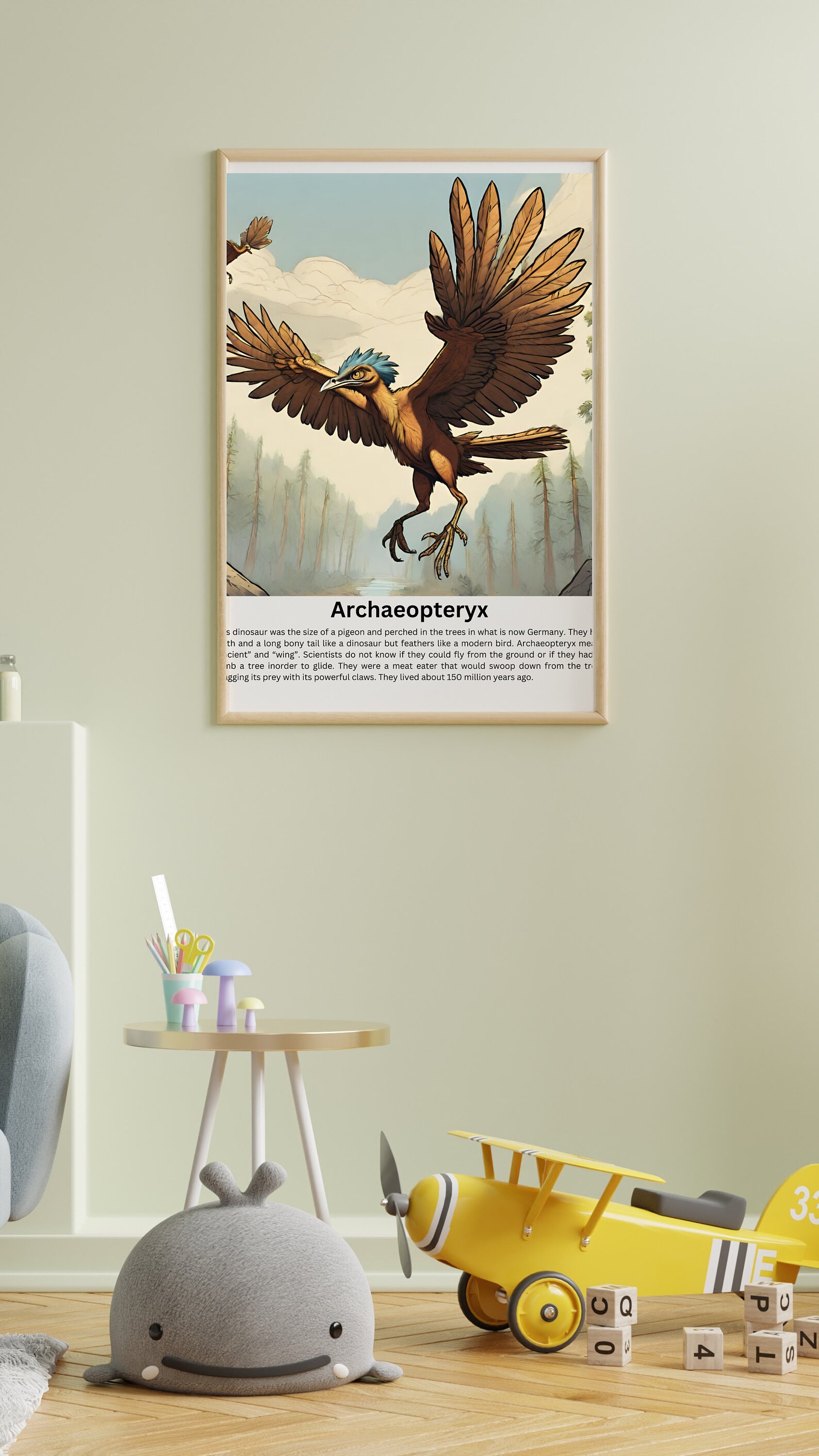 Archaeopteryx Dinosaur, Winged Dinosaur, Downloadable Dino Poster ...