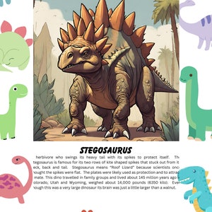 Stegosaurus Dinosaur, Educational and Fun Dino Wall Art, Digital ...