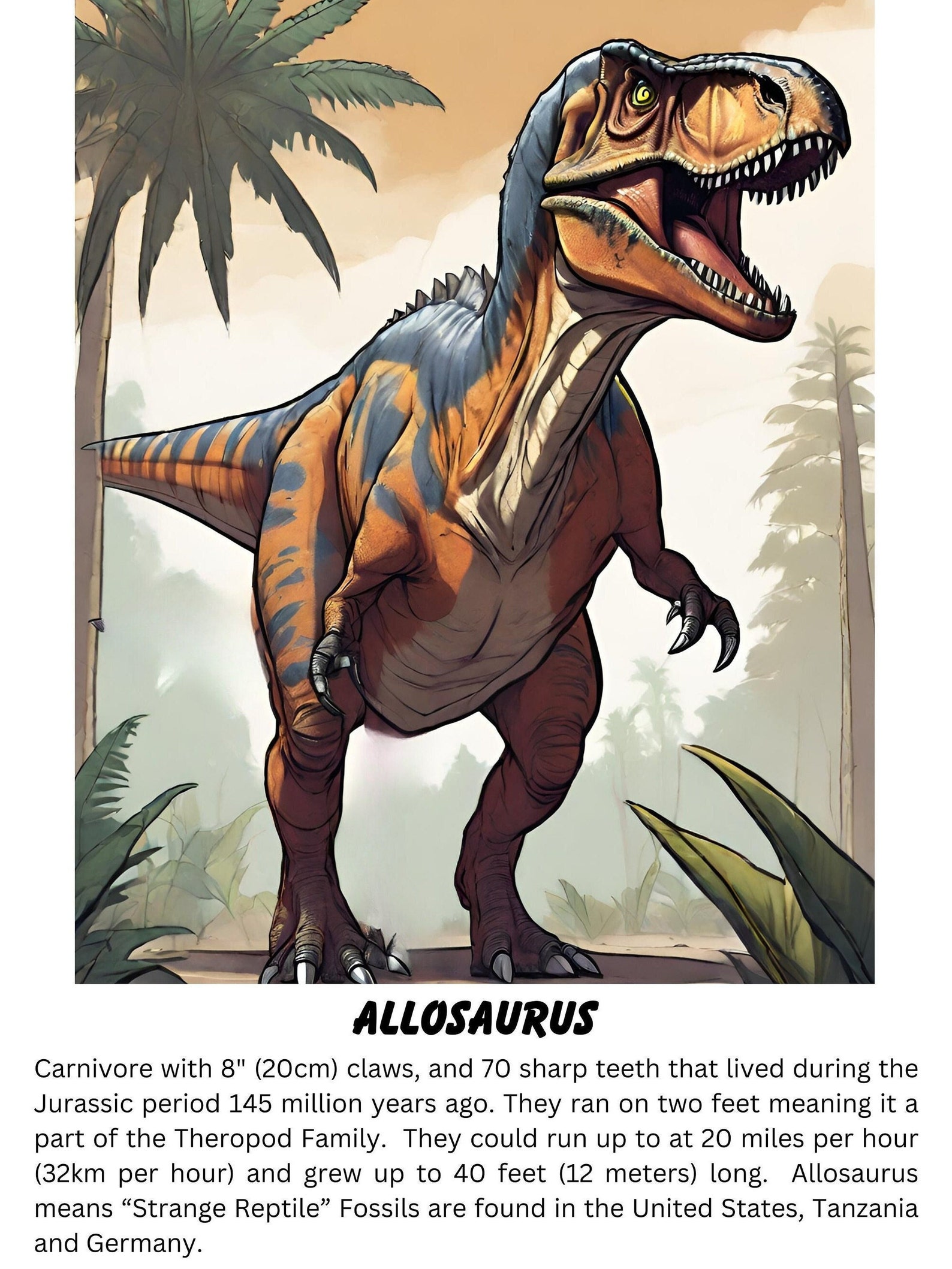 Allosaurus Dinosaur, Dinosaur Fun Facts, Educational and Entertaining ...