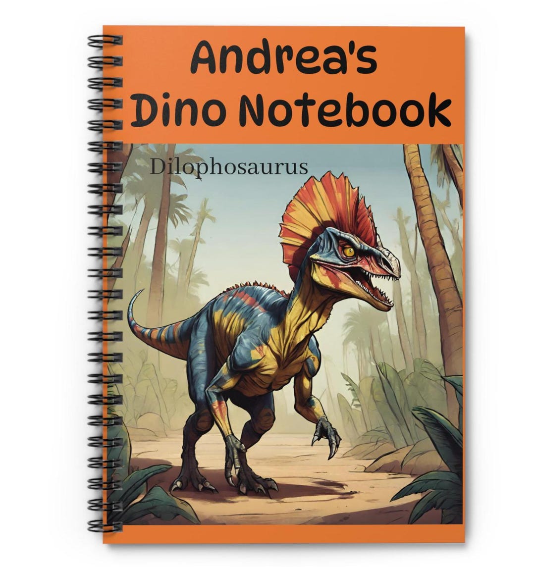 Personalized Dilophosaurus Dinosaur Lined Notebook, Spiral Dino Journal ...