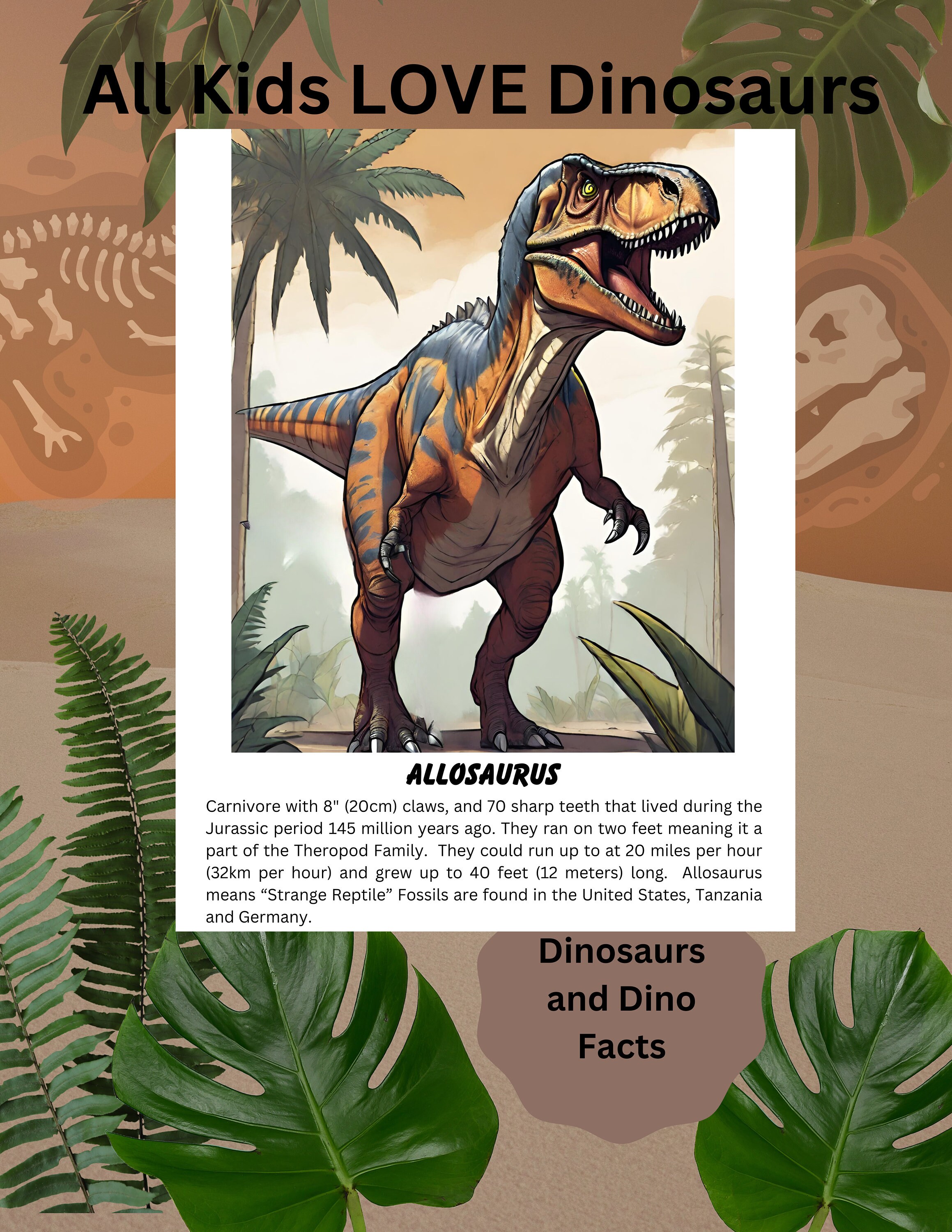 Allosaurus Dinosaur, Dinosaur Fun Facts, Educational and Entertaining ...
