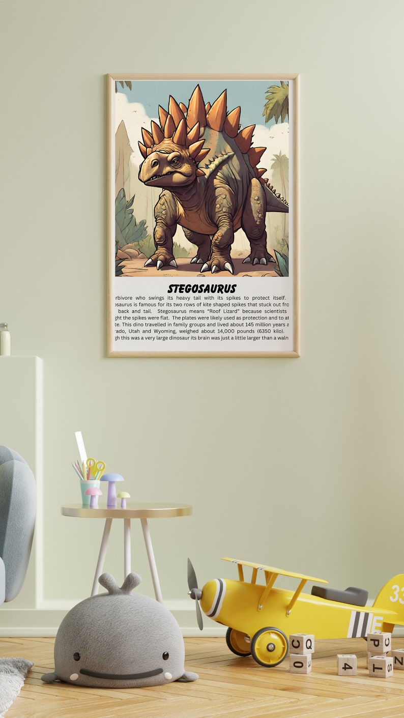 Stegosaurus Dinosaur, Educational and Fun Dino Wall Art, Digital ...