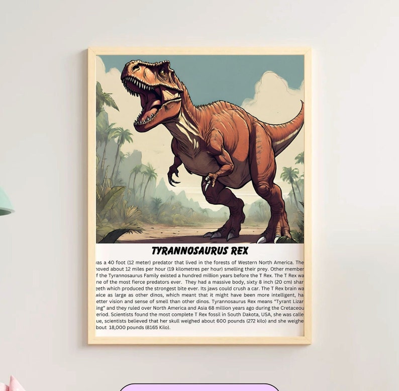 T Rex, Tyrannosaurus Rex, Dinosaur Wall Art, Dinosaurs for Children ...