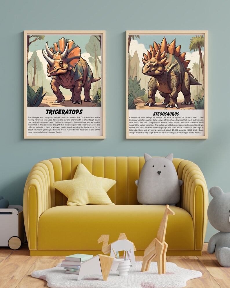 Stegosaurus Dinosaur, Educational and Fun Dino Wall Art, Digital ...