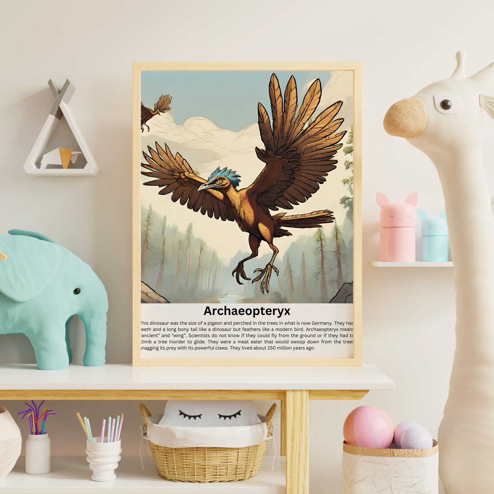 Archaeopteryx Dinosaur, Winged Dinosaur, Downloadable Dino Poster ...