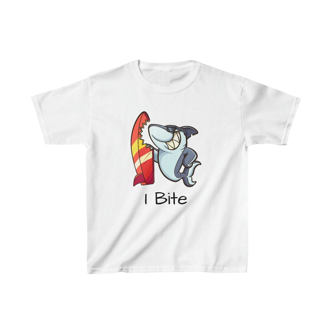 I Bite Kids Surfing Shark Tee, i Bite Cotton Tee, I Bite Shark Graphic ...
