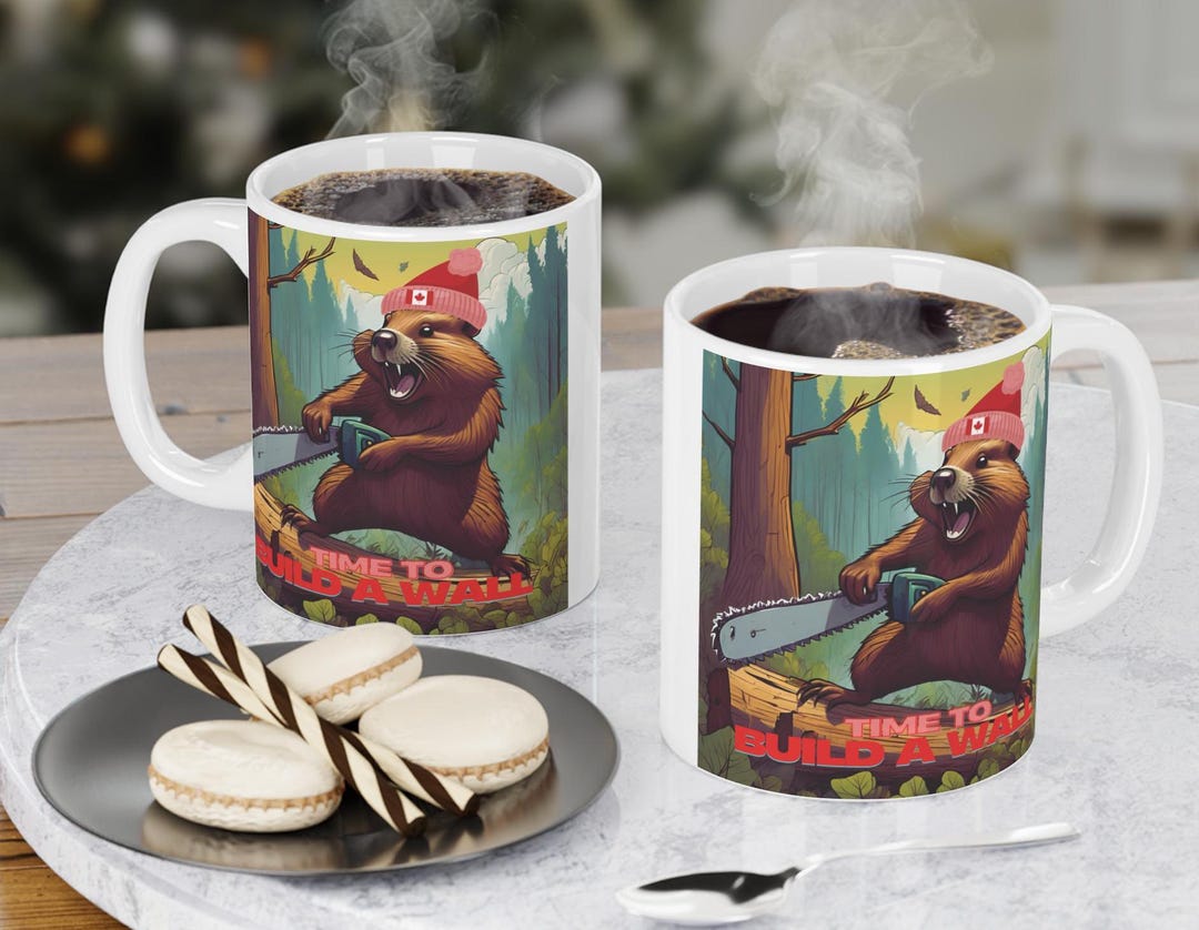Whimsical Beaver Ceramic Mug, Fun Canadian Drinkware, Elbows up ...