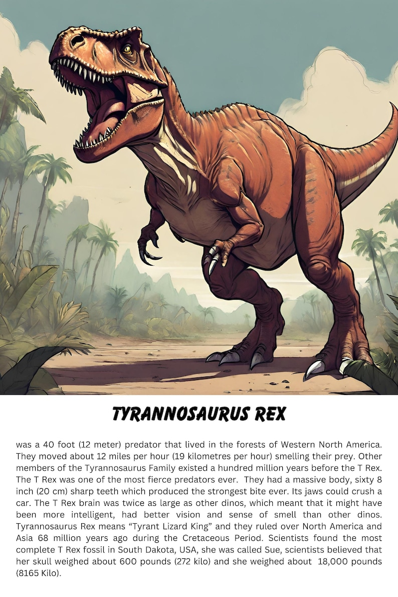 T Rex, Tyrannosaurus Rex, Dinosaur Wall Art, Dinosaurs for Children ...