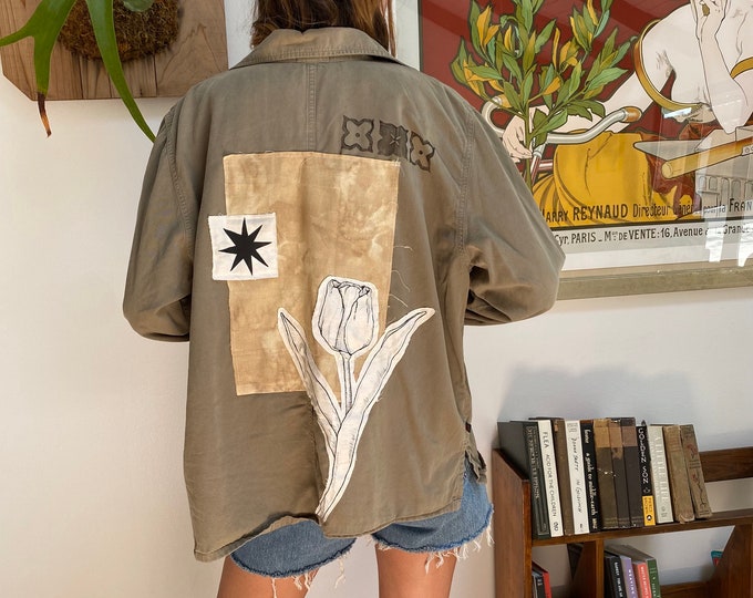 Hand-painted, Sewn and Printed Patchwork-style Up-cycled Tulip Button ...