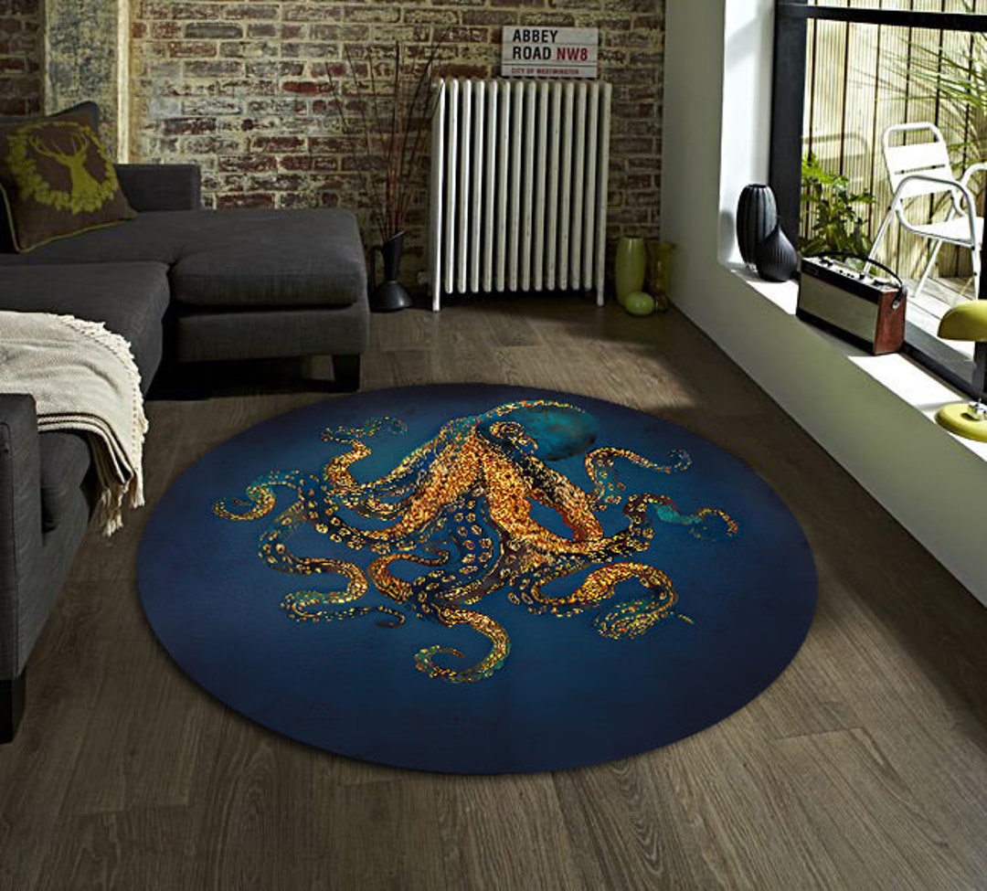 Octopus Rug for Living Room Bedroom Beach House Decor Carpet - Etsy