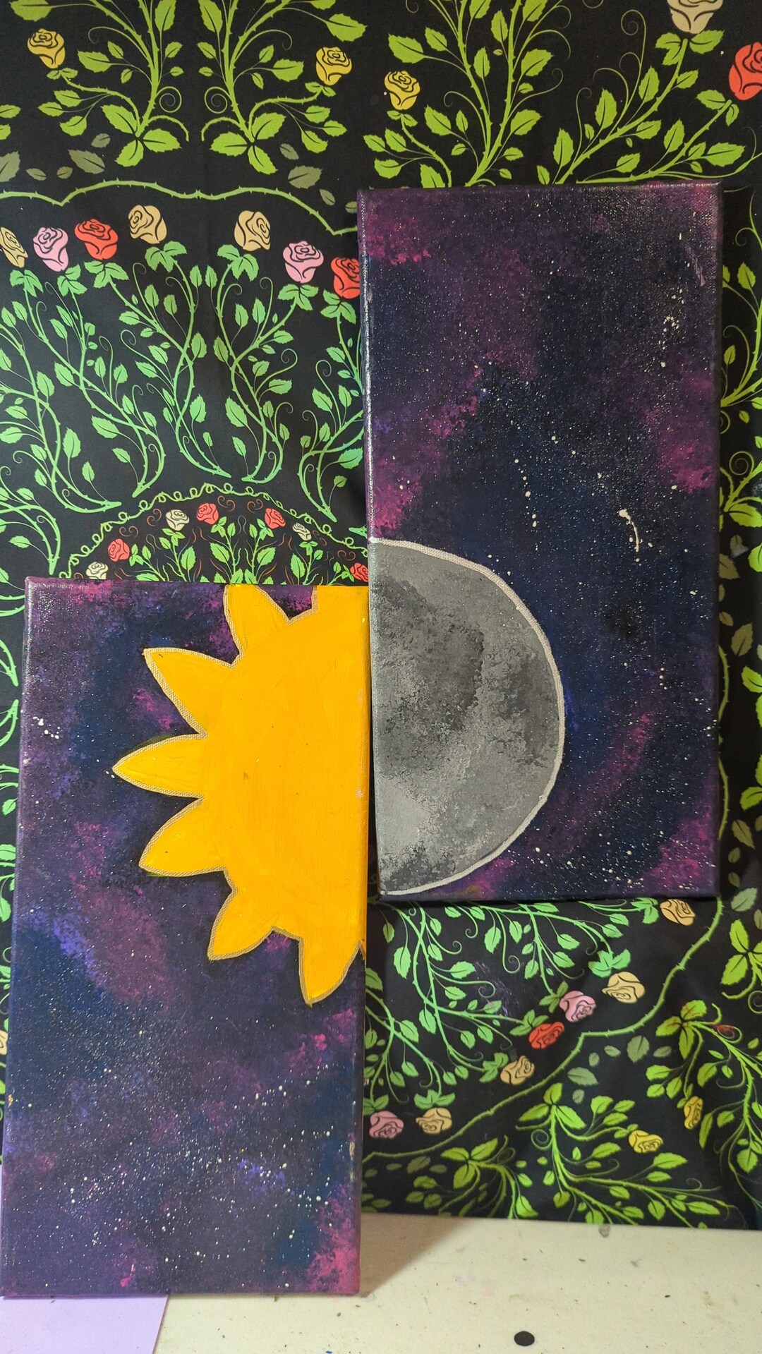 Couples Sun and Moon Space Paintings - Etsy