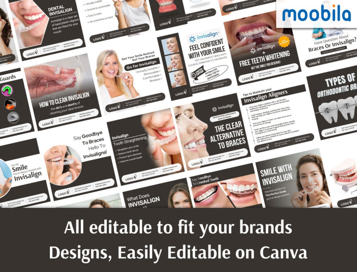 Canva Dental Invisalign Templates Bundle | Invisalign Templates Social ...