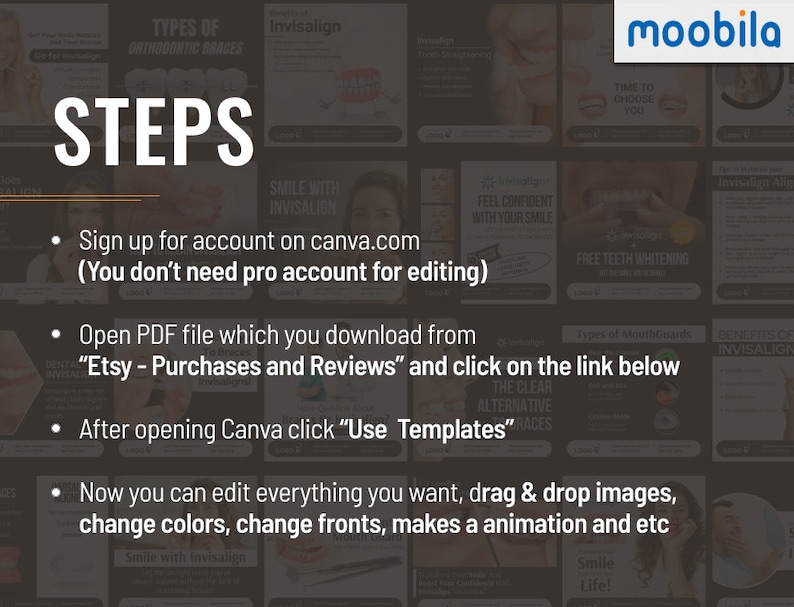 Canva Dental Invisalign Templates Bundle | Invisalign Templates Social ...