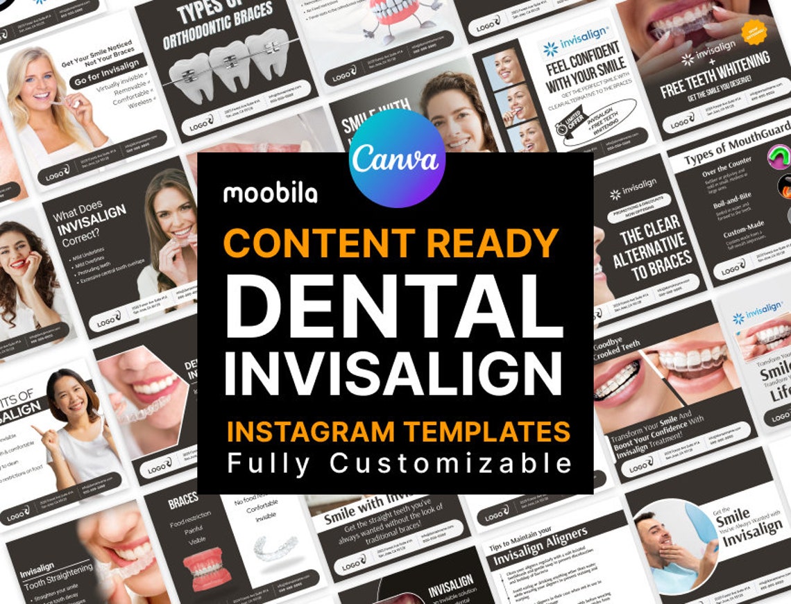 Canva Dental Invisalign Templates Bundle | Invisalign Templates Social ...