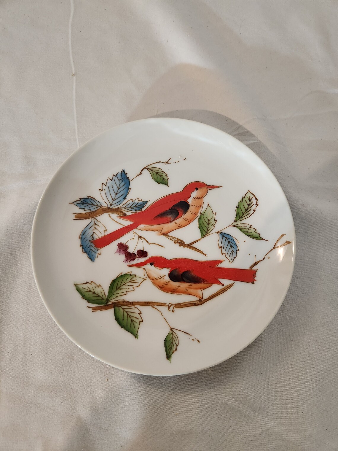 Vintage Japanese Mid-century Hand Painted Red Birds Plate - Etsy