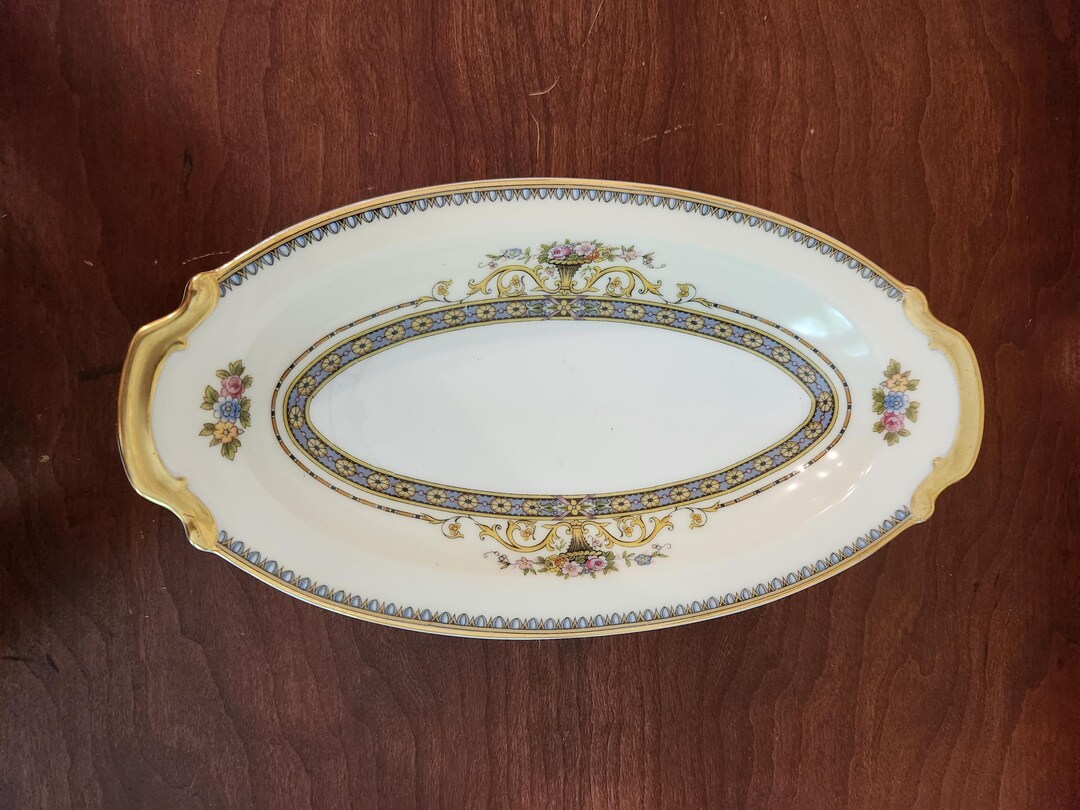 Antique Noritake Morimura Porcelain Relish Dish With Flowers and Gold ...