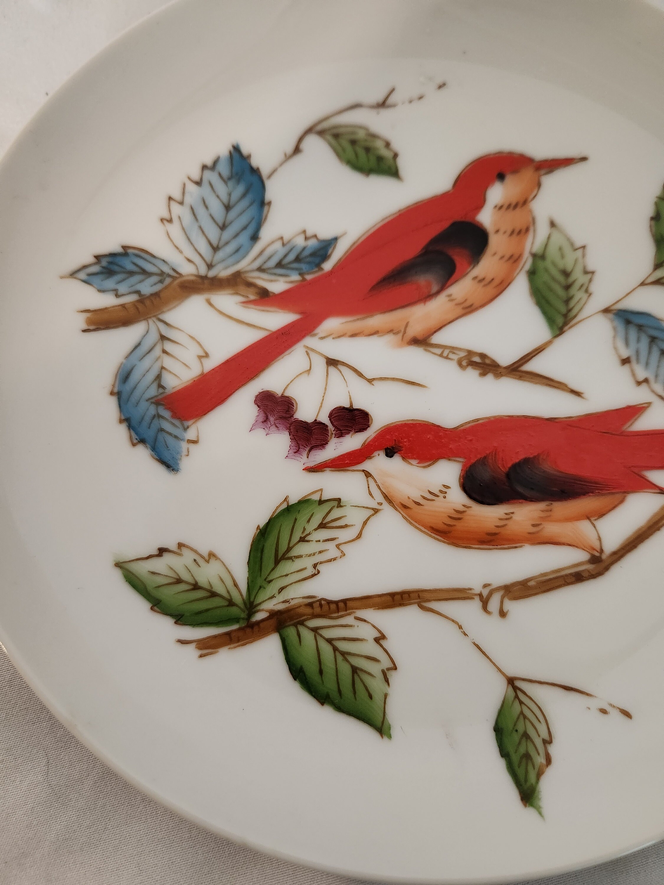 Vintage Japanese Mid-century Hand Painted Red Birds Plate - Etsy