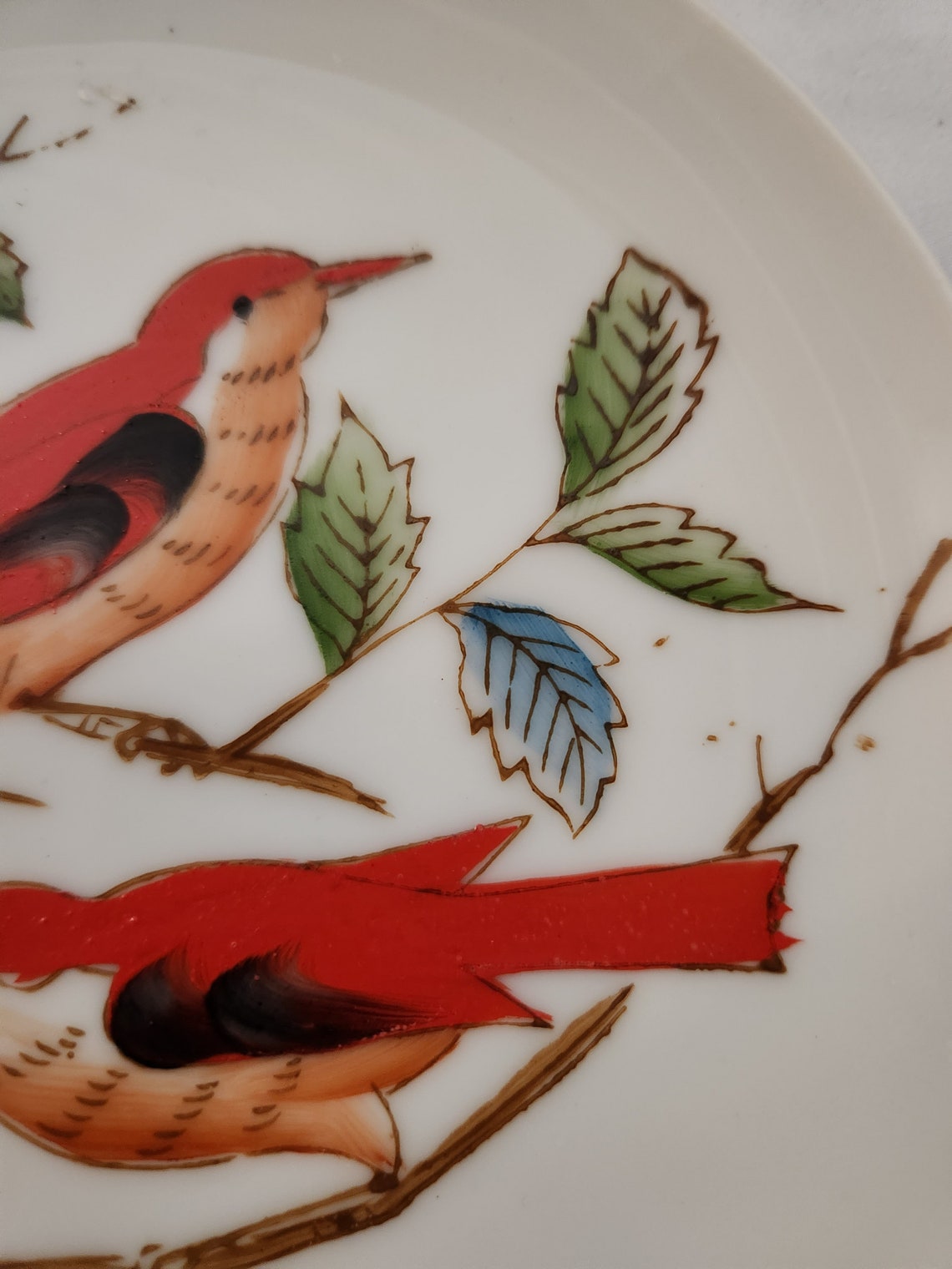 Vintage Japanese Mid-century Hand Painted Red Birds Plate - Etsy
