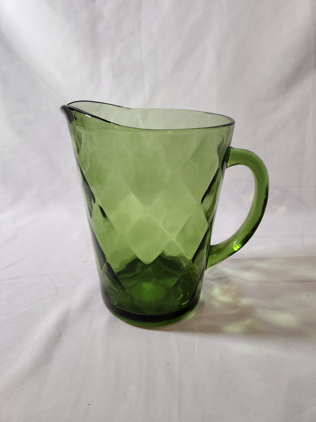 Vintage Hazel Atlas Harlequin Diamond Pattern Avocado Green Pitcher ...