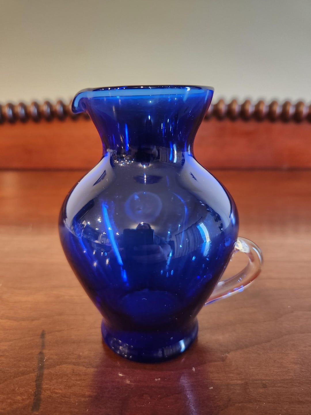 Small Hand Blown Art Glass Cobalt Pitcher - Etsy