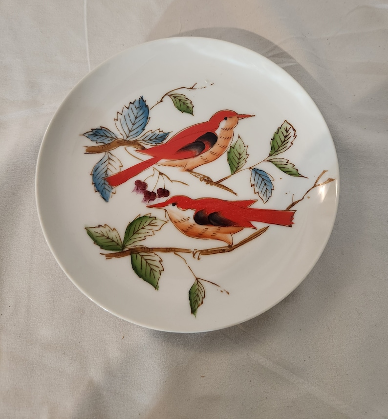 Vintage Japanese Mid-century Hand Painted Red Birds Plate - Etsy