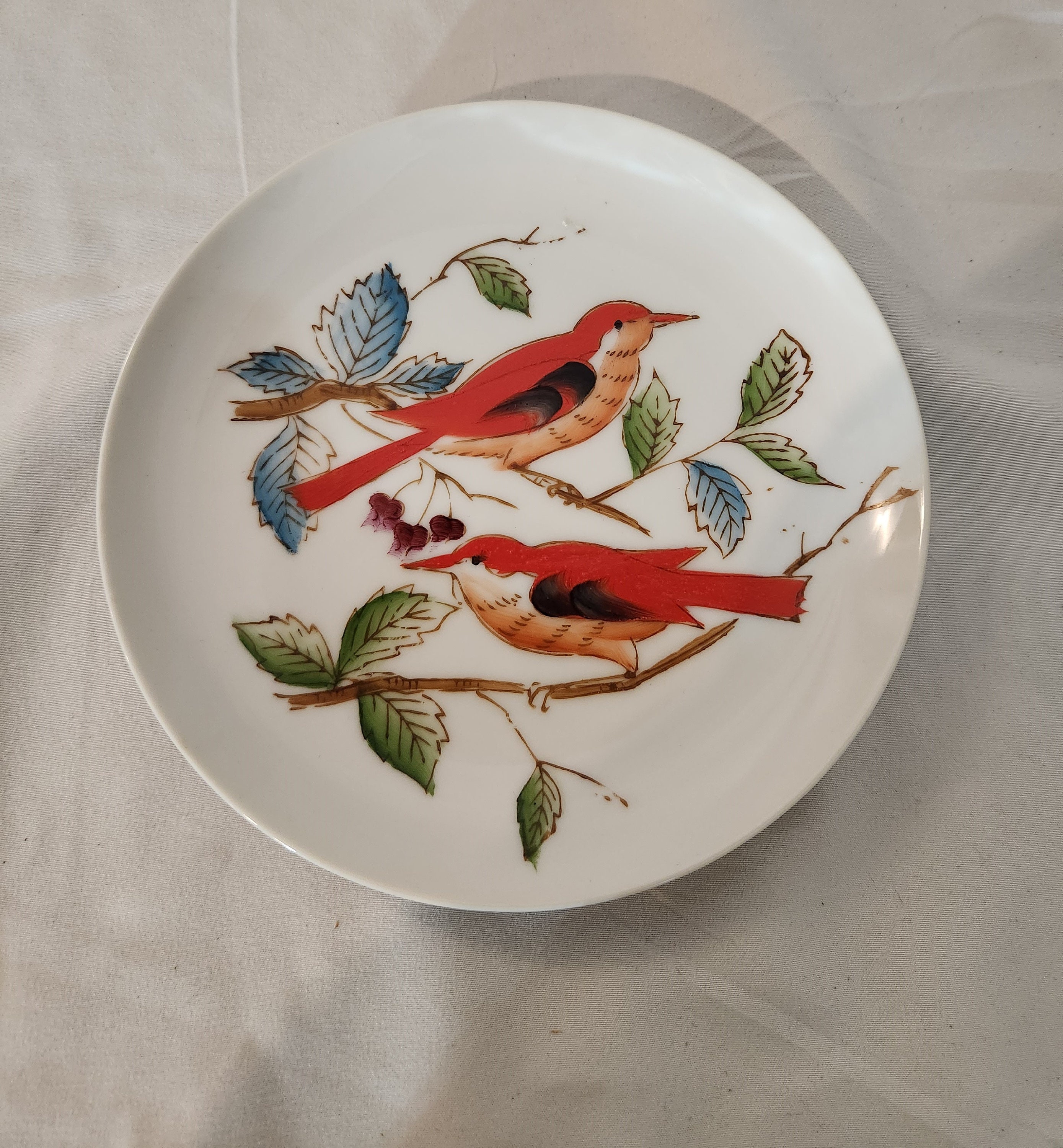 Vintage Japanese Mid-century Hand Painted Red Birds Plate - Etsy