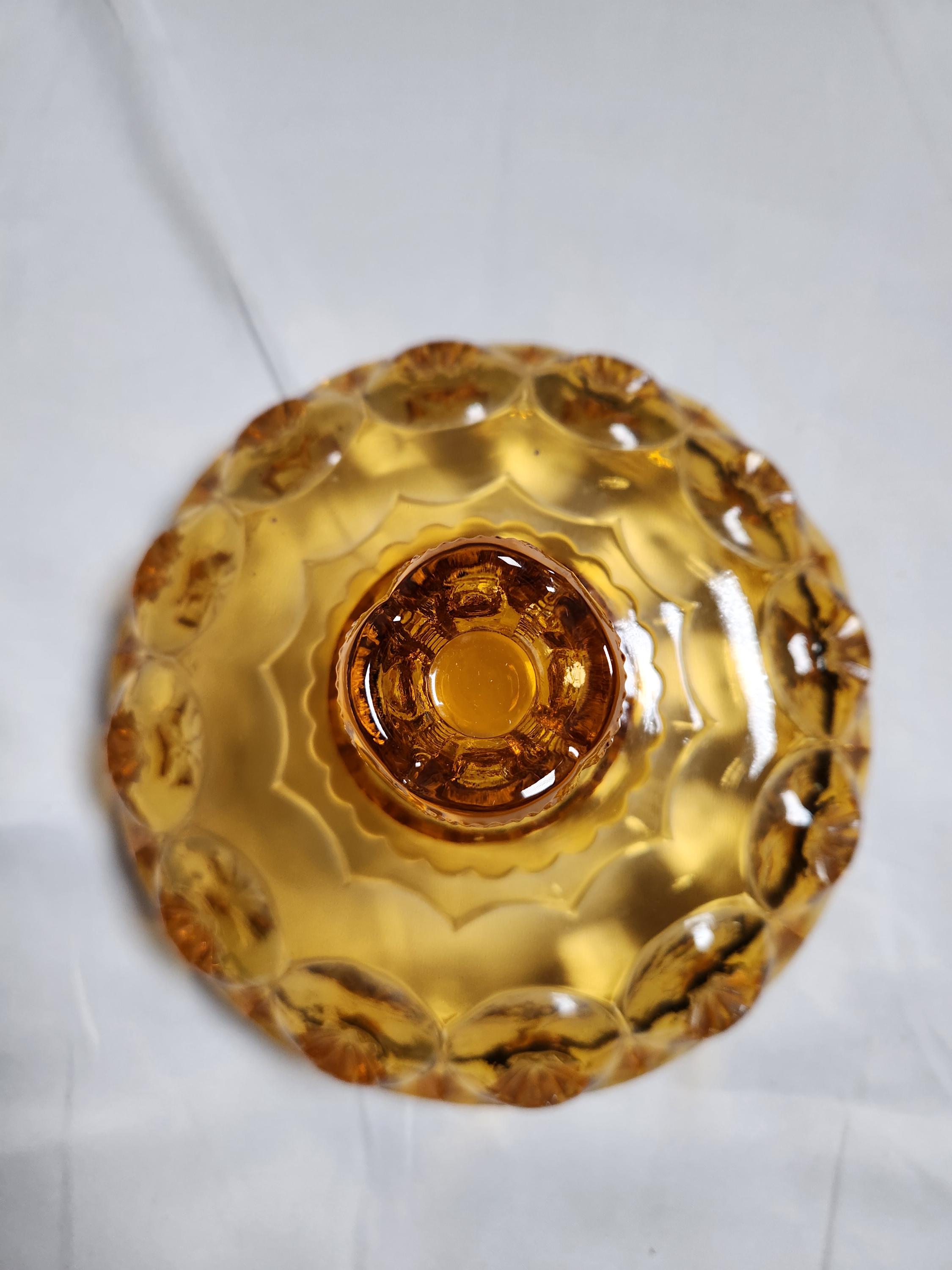 L.E. Smith Moon and Stars Large Amber Lidded Compote - Etsy