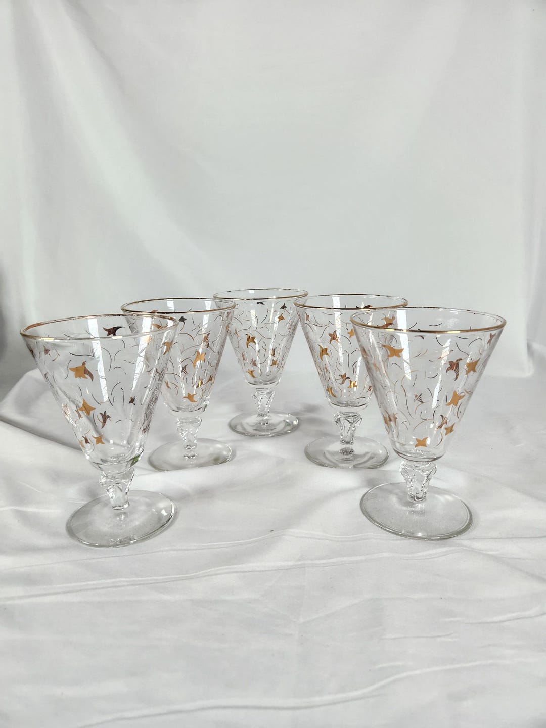 1950's Libbey Royal Fern Stemware Set of 5 - Etsy
