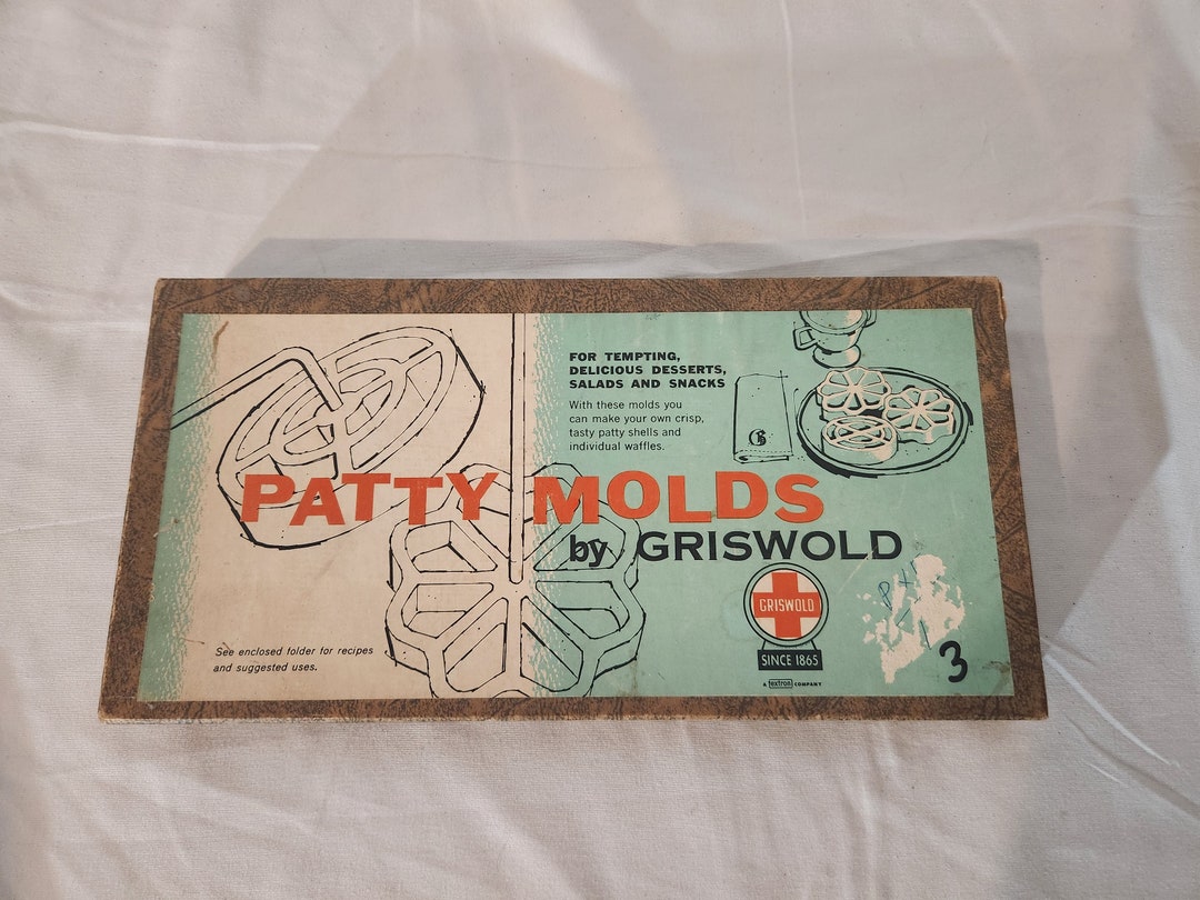 Vintage Griswold Cast Iron Patty Mold Set in Box With Recipe Card - Etsy