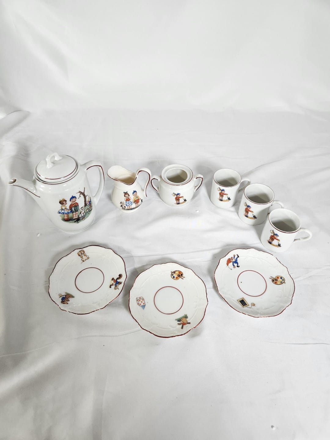 Antique Children's Porcelain Tea Set - Etsy