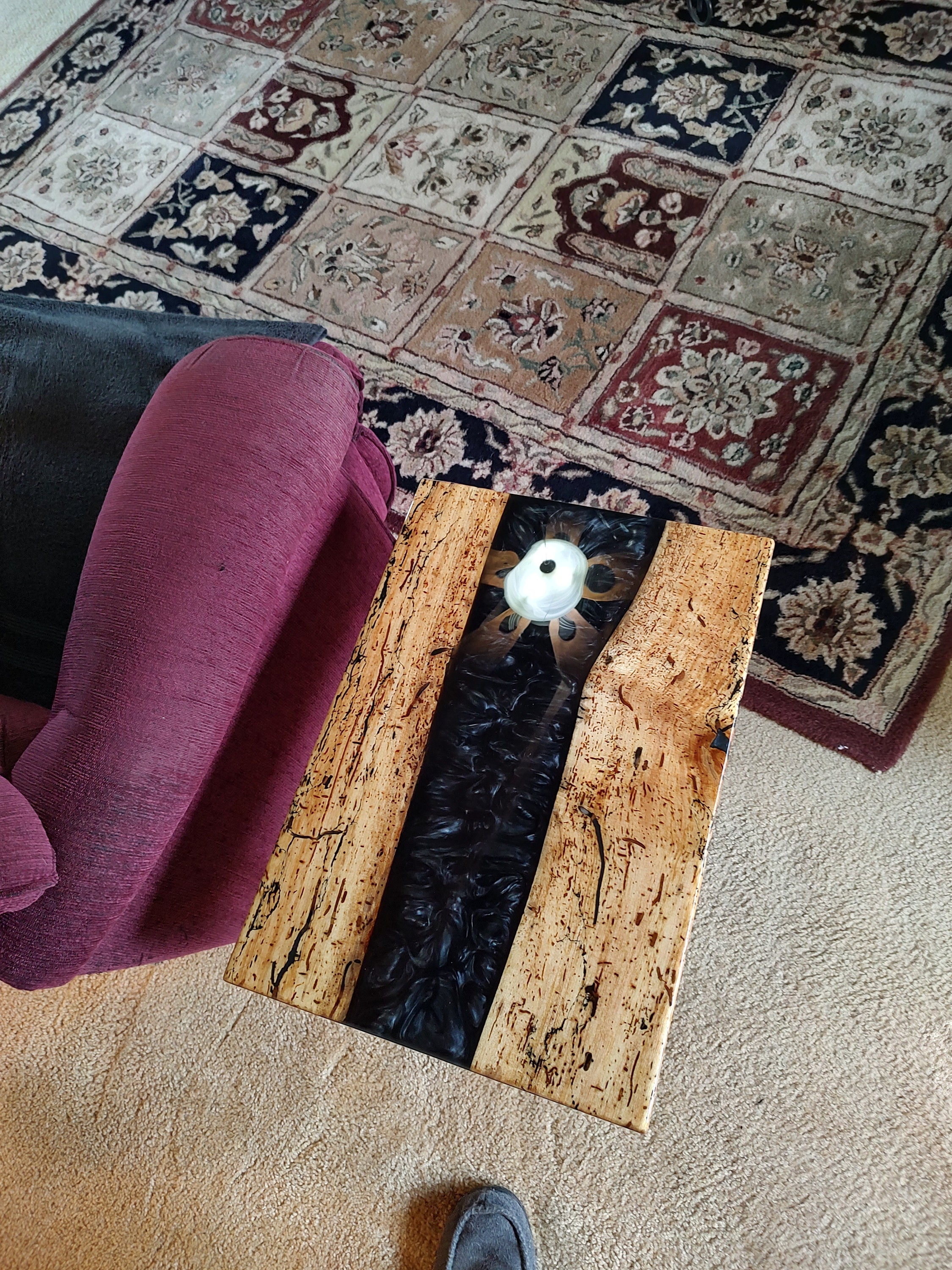 Spalted Maple Black Epoxy River End Table - Etsy