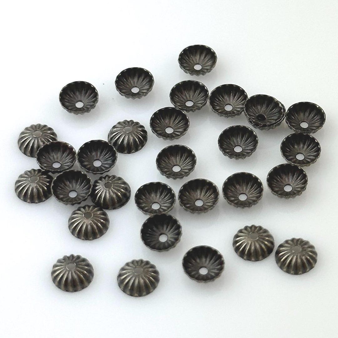 20 Pcs Tiny Antiqued Gold-plated Brass Bead Caps, 5x2mm Corrugated ...