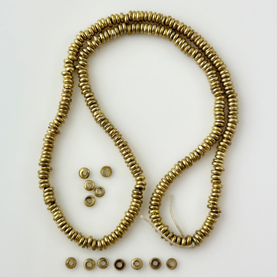 Raw Solid Brass Metal Beads, 4mm Rough Heishi Beads, 8 Inch Half Strand ...