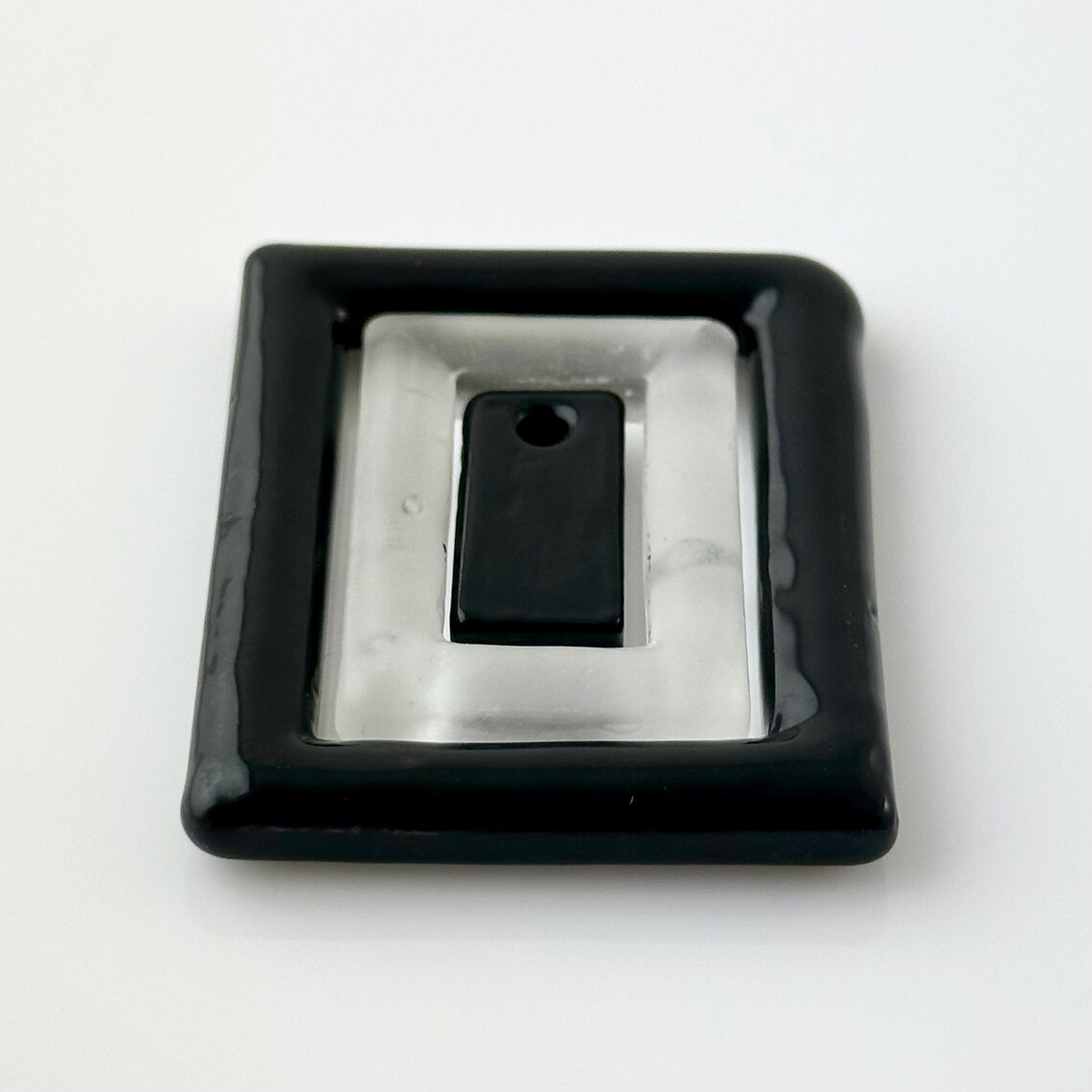Black and Clear Large Rectangular Glass Pendant, Set of 3 Nested Pieces ...