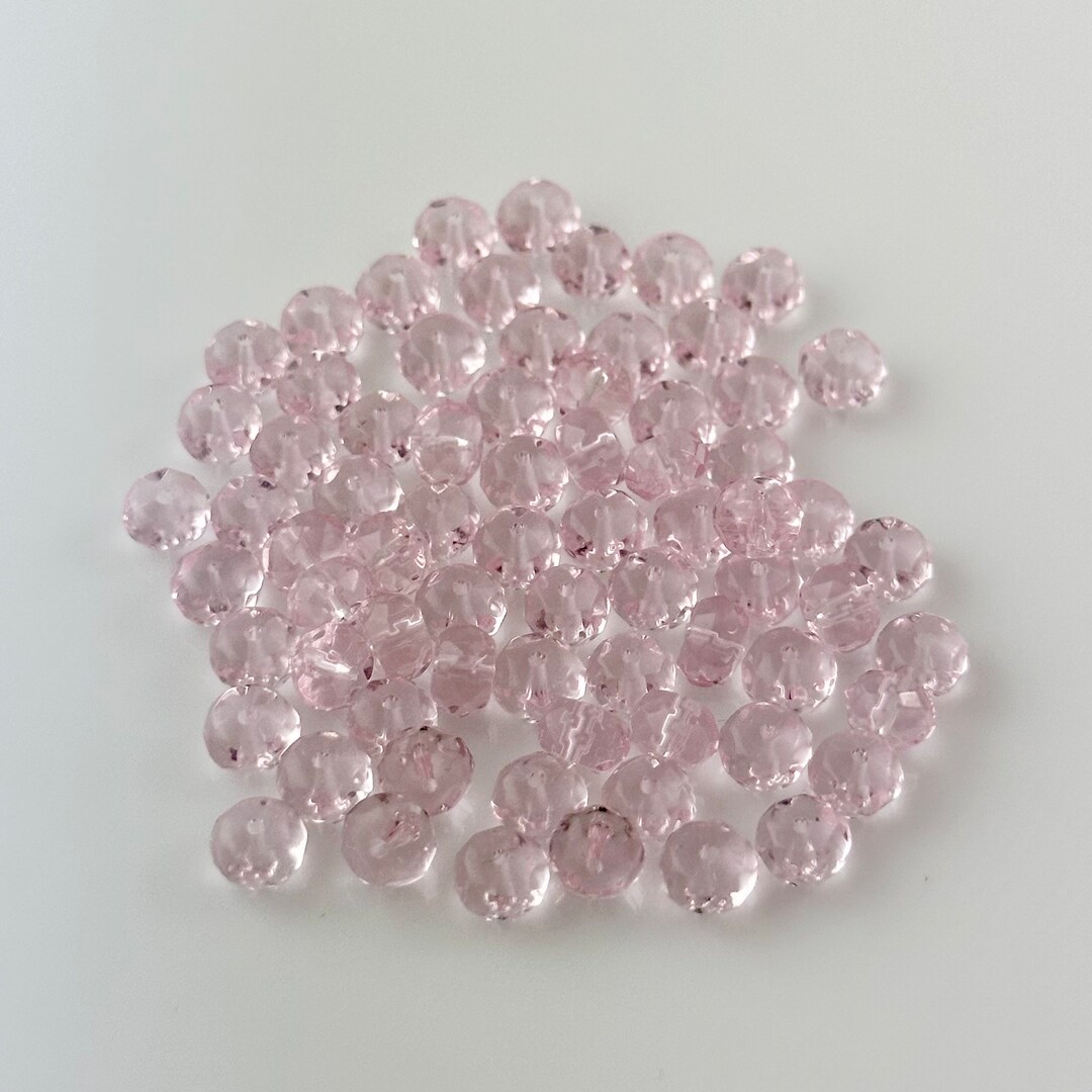Pastel Glass Beads, Transparent Pink, 6x4mm Faceted Rondelles, Quantity ...