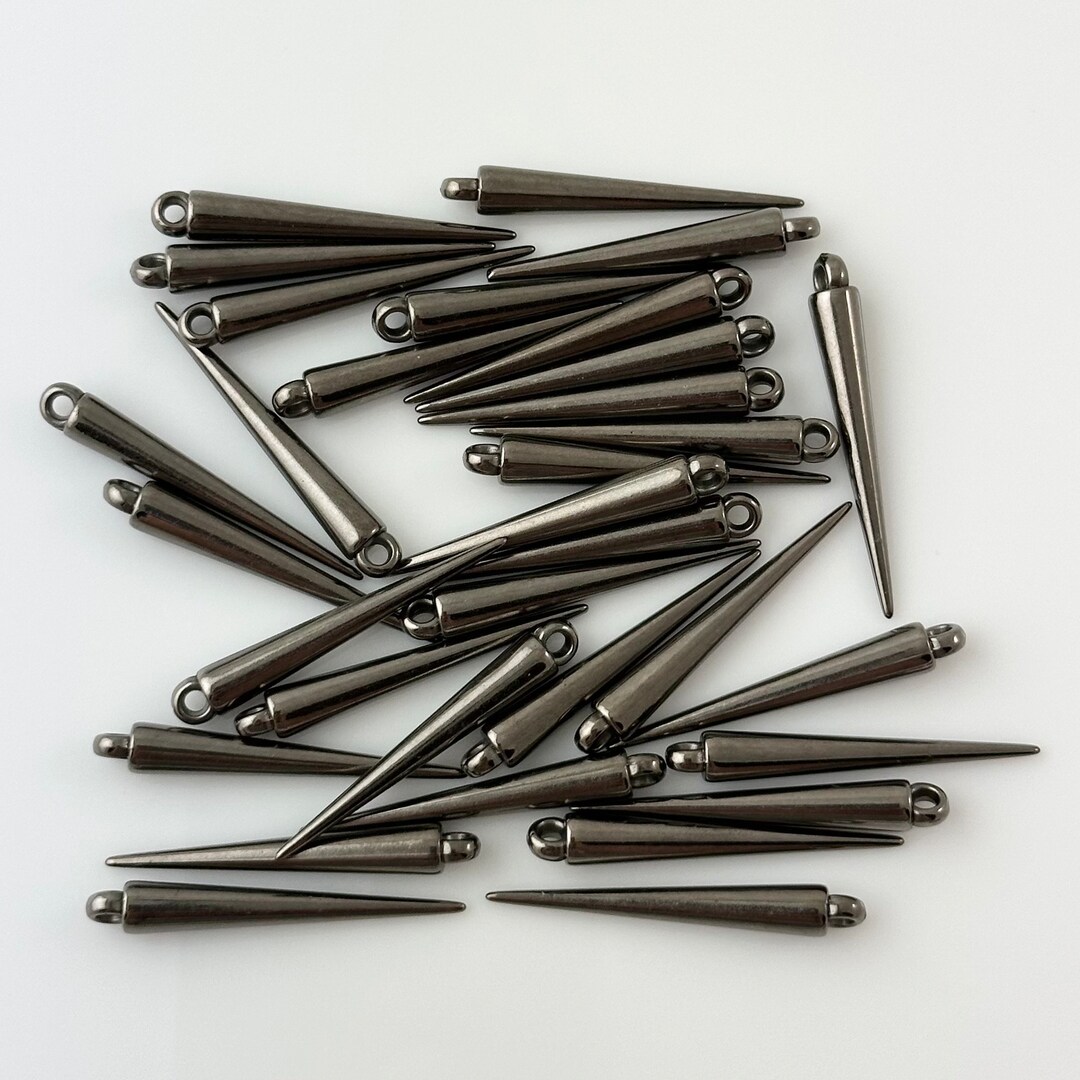 Lightweight Gunmetal Acrylic Spike Beads, 35x5mm Long Metallic Plastic ...