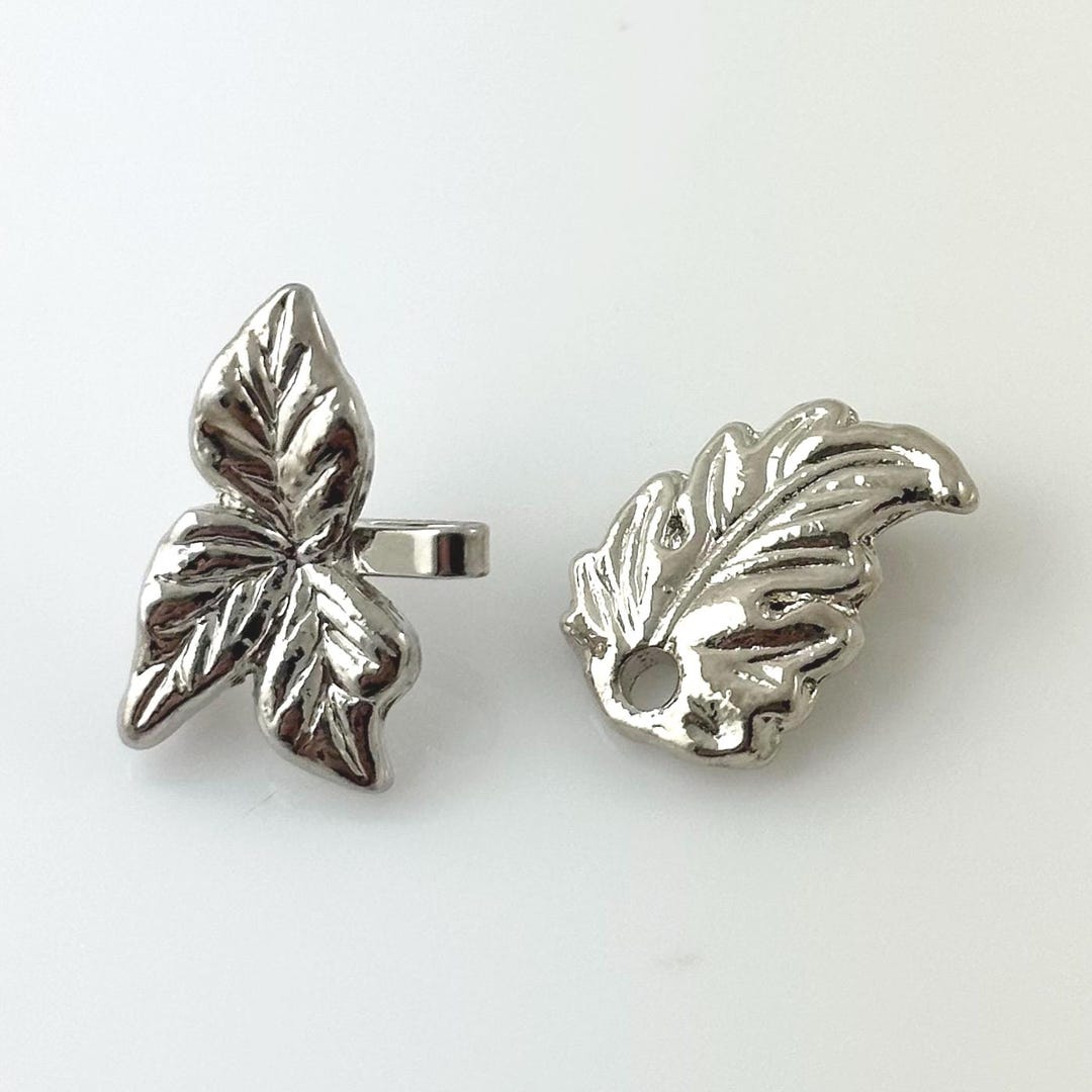 1 Clasp, Silver Plated Metal Clasp, 30x20mm Leaf Shapes With Hidden ...