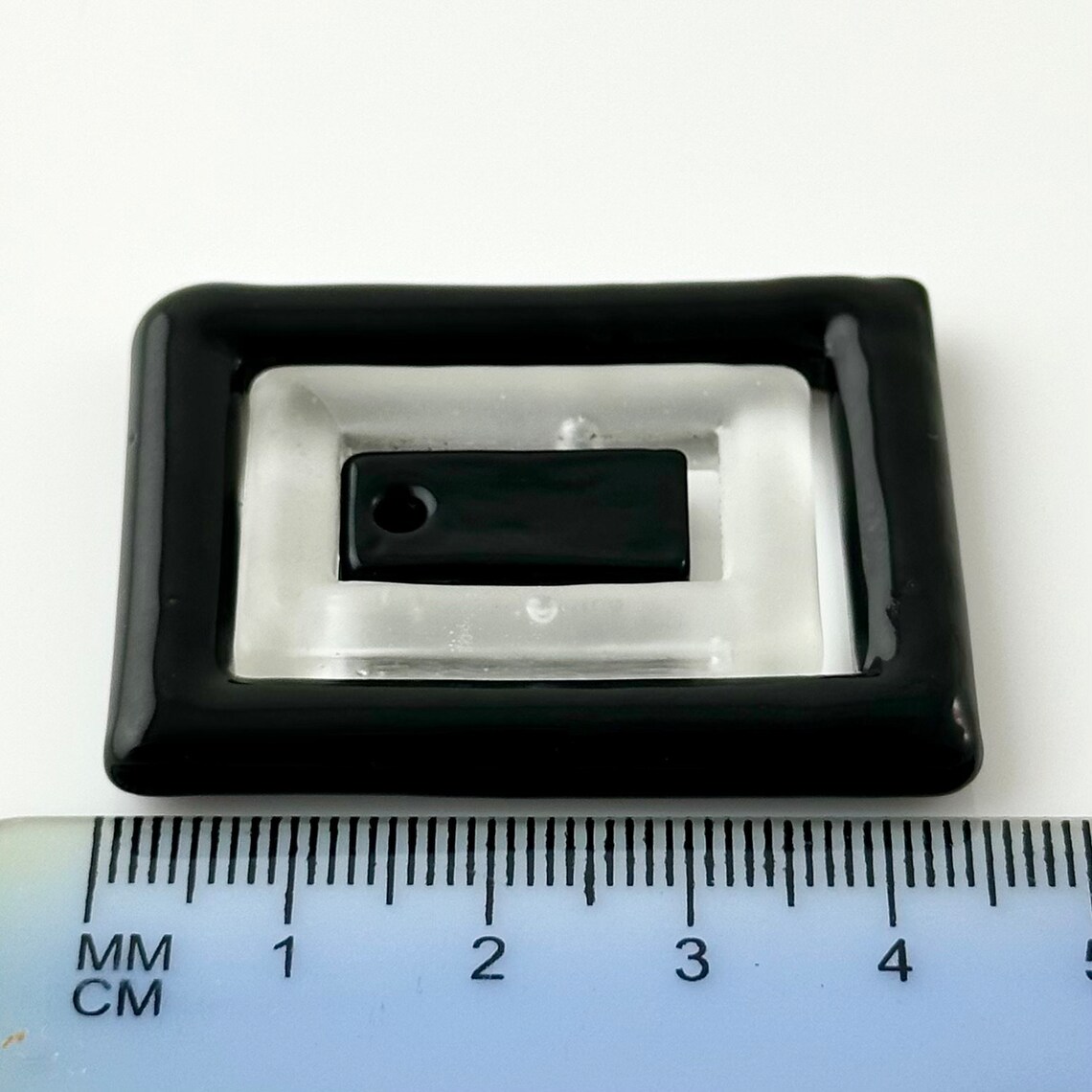 Black and Clear Large Rectangular Glass Pendant, Set of 3 Nested Pieces ...