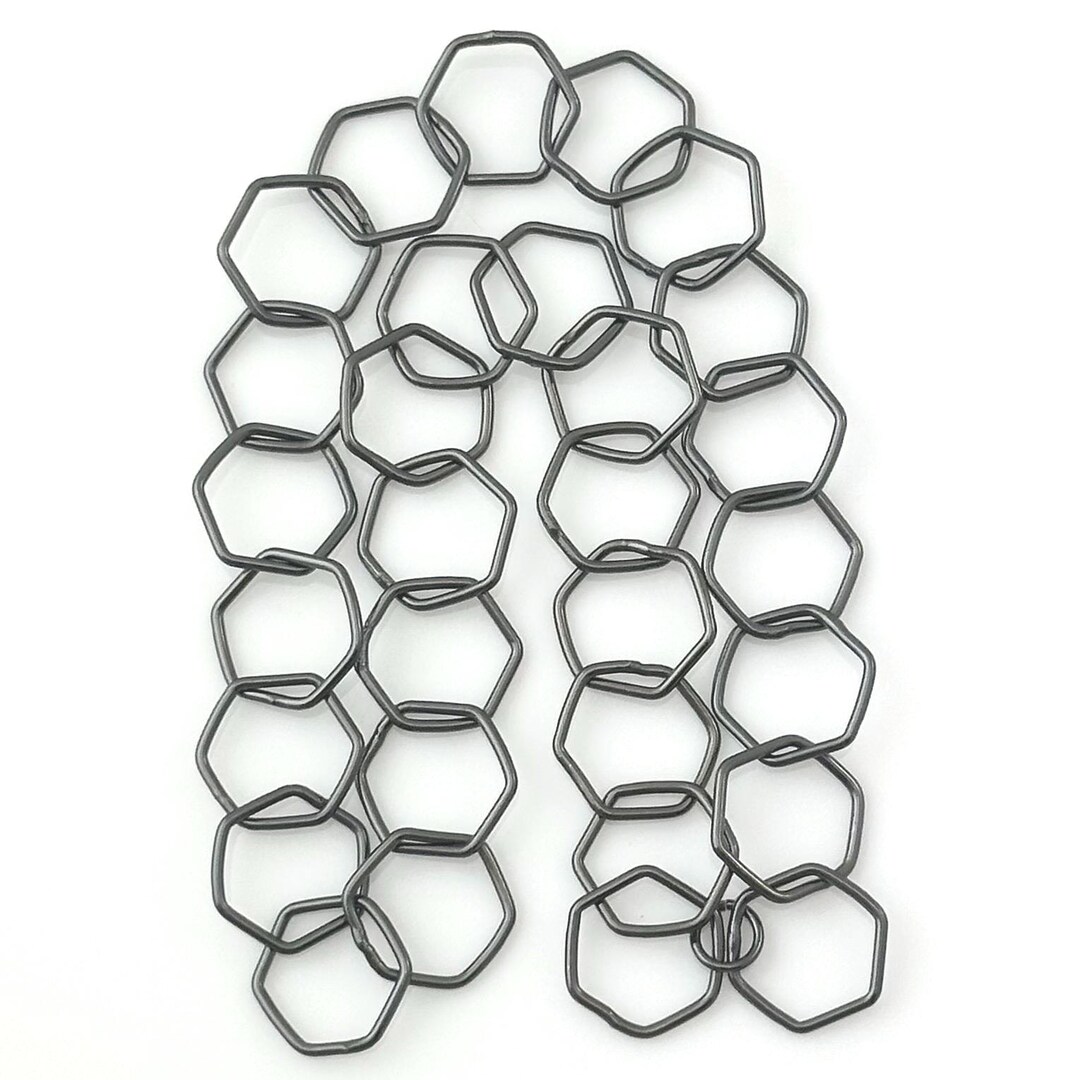 Dark Oxidized Gunmetal Gray Shiny Metal Chain, 15mm Soldered Hexagonal ...