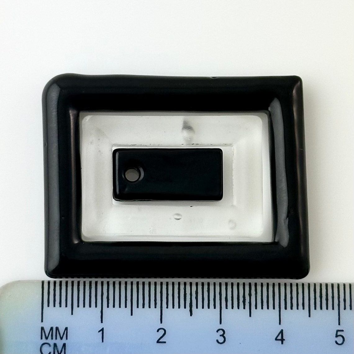 Black and Clear Large Rectangular Glass Pendant, Set of 3 Nested Pieces ...