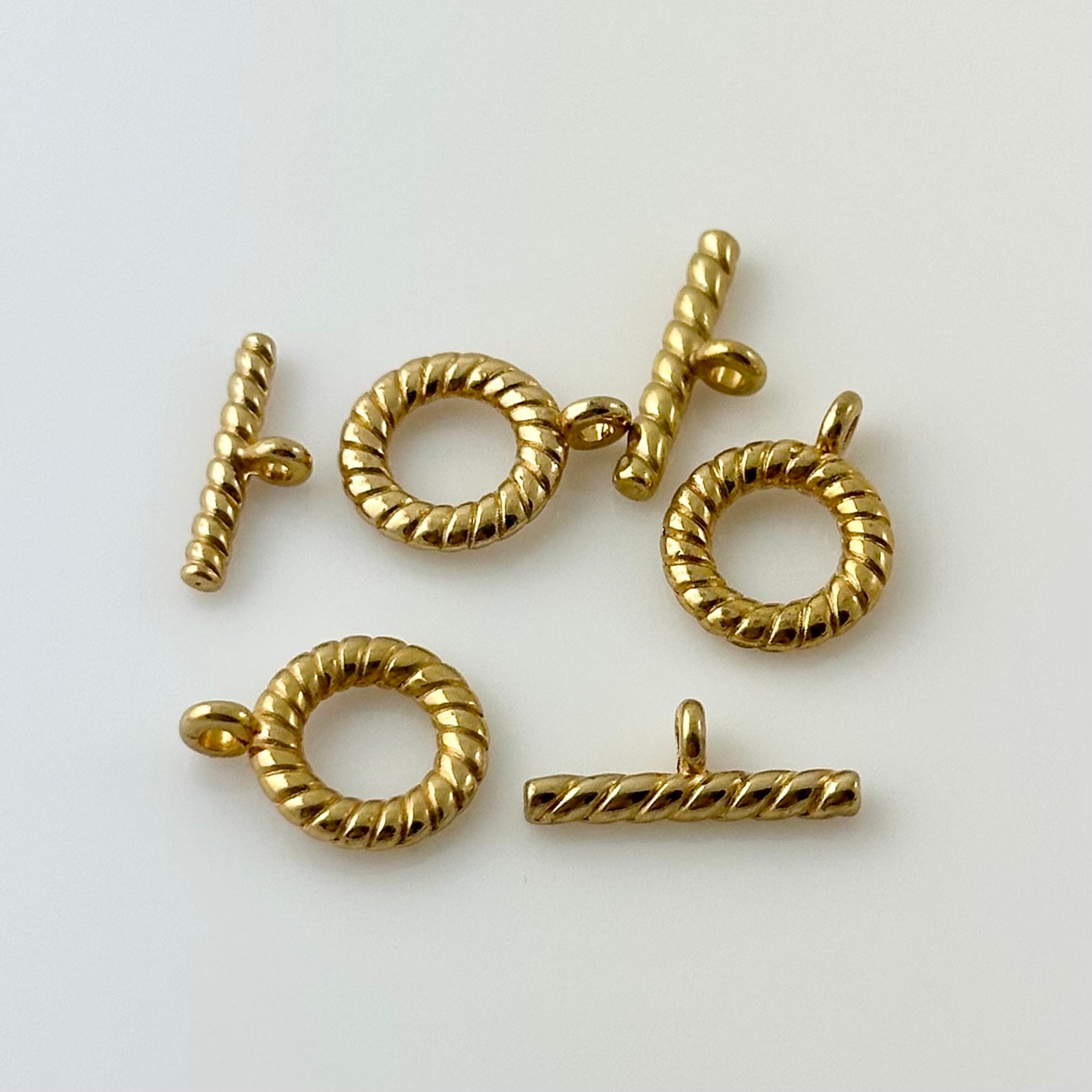 Gold Plated Twisted Wire Toggle Clasps, Set of 3 Clasps, 11mm Round ...