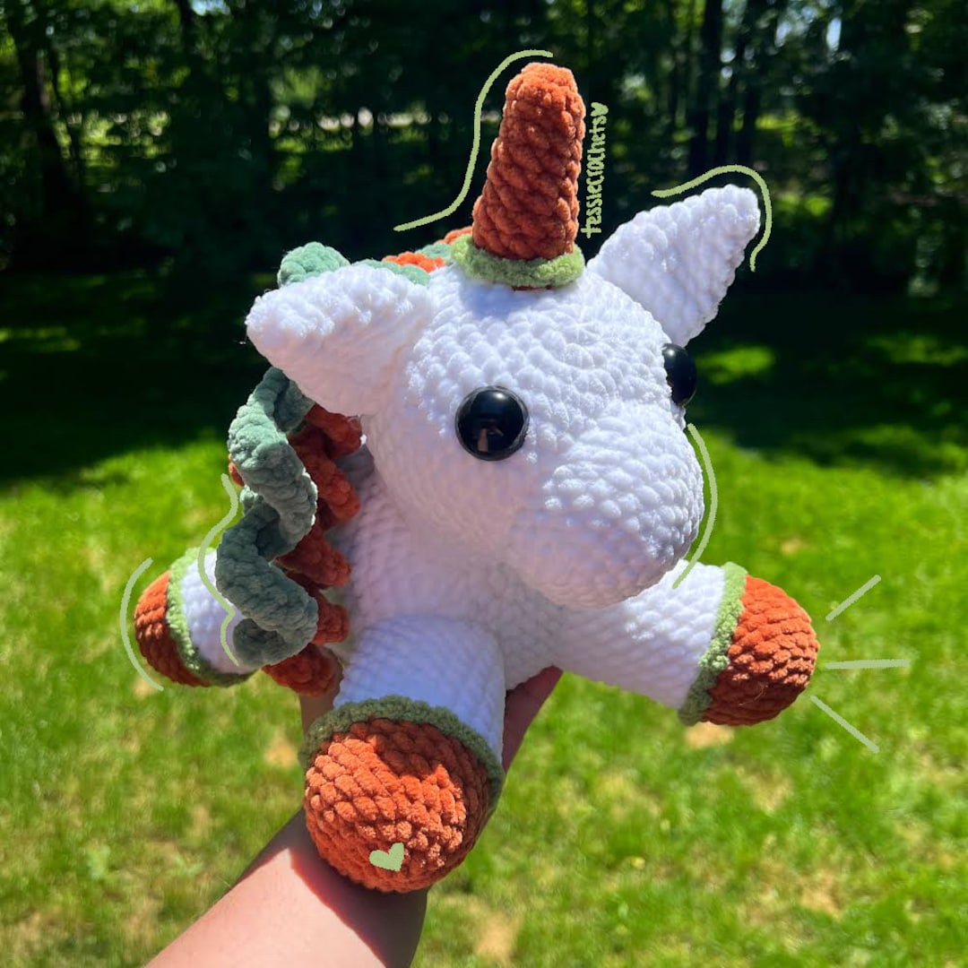 Jumbo Unicorn Plushie Amigurumi, Cottagecore, Cute, Plush, Crochet ...