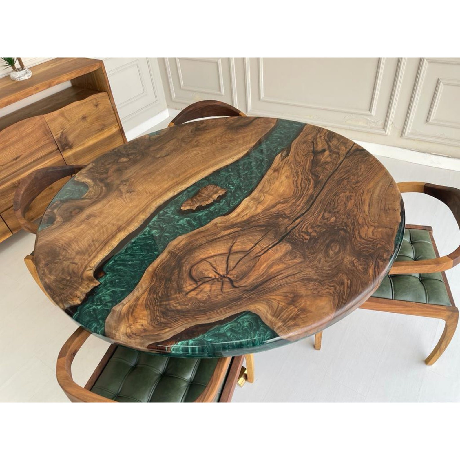 Custom Round Epoxy Table, Round Epoxy Table, Wooden Dining Table ...