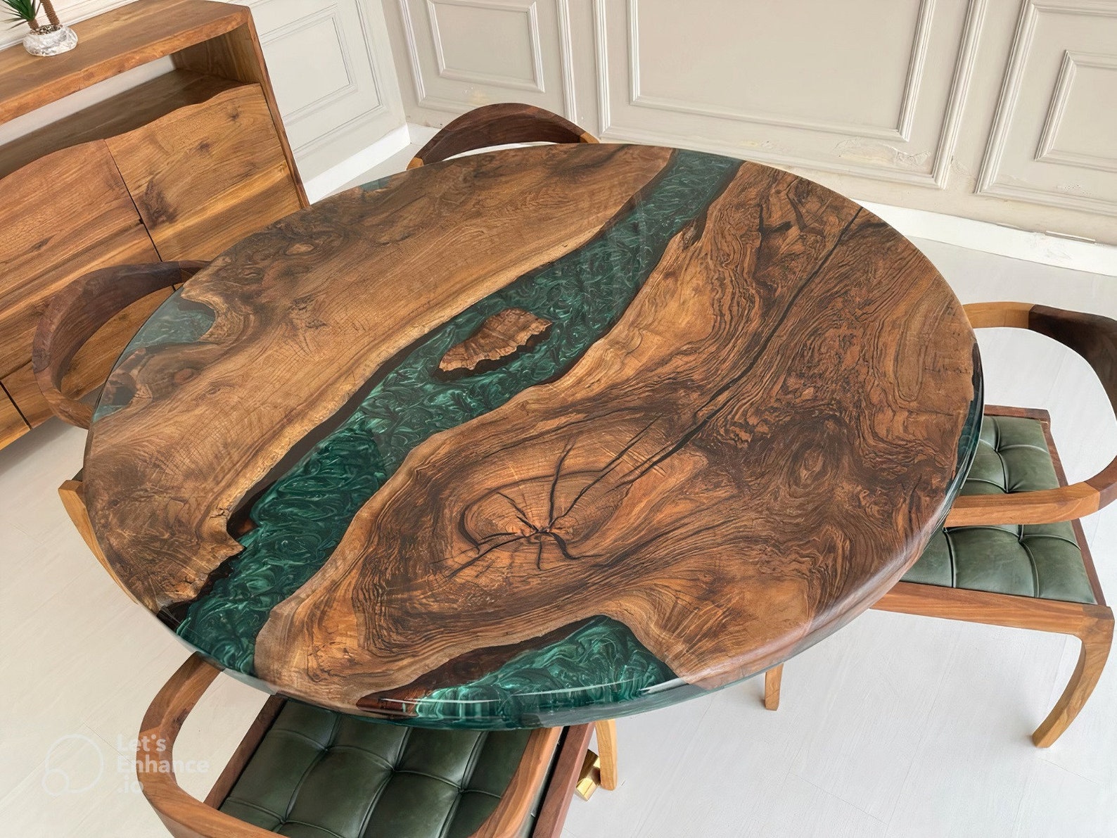Custom Round Epoxy Table, Round Epoxy Table, Wooden Dining Table ...