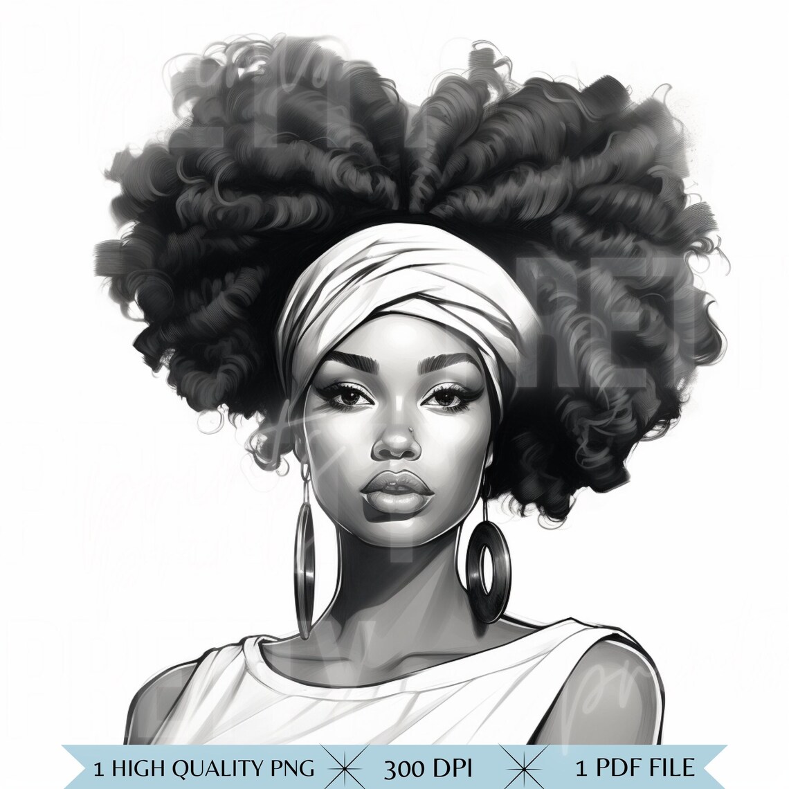 Black and White Art, Black Girl Clipart, Digital Planner Art, Wall Art ...