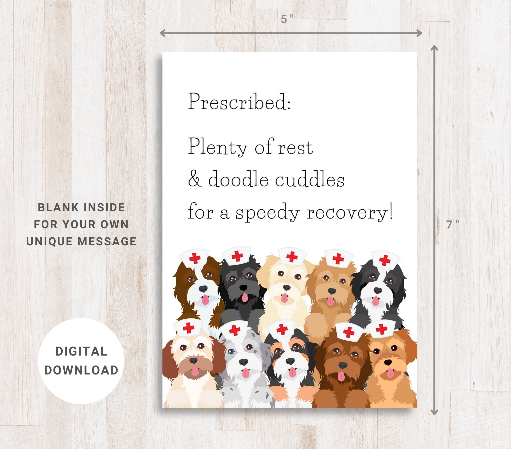 Printable Doodle Get Well Card, Digital Get Well Card, Downloadable ...