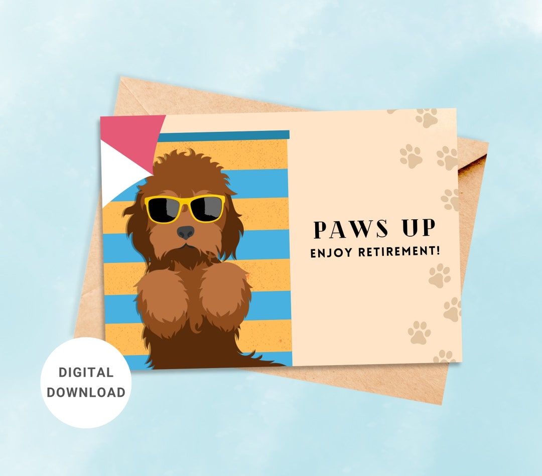 Printable Goldendoodle Retirement Card, Digital Retirement Card ...