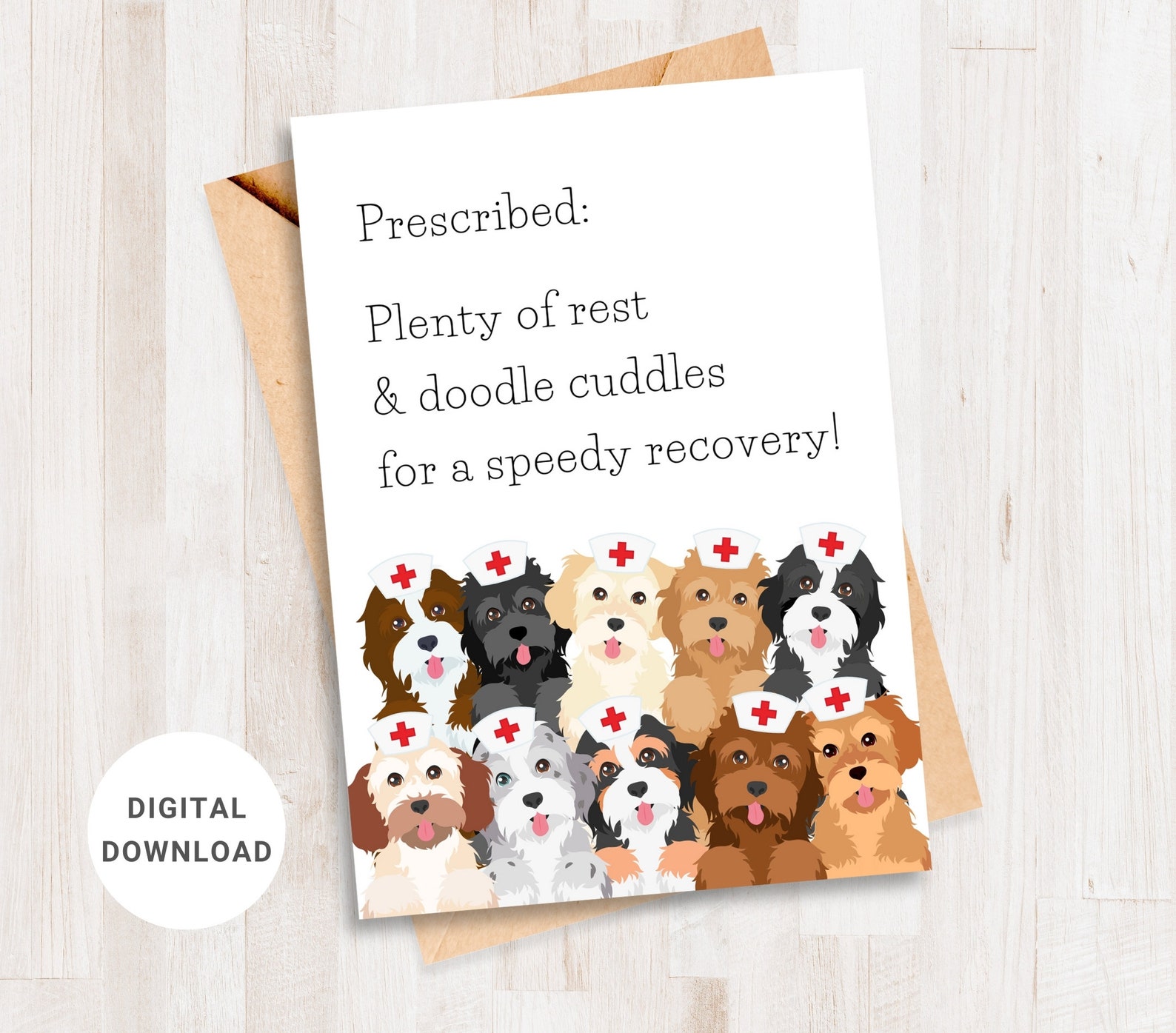 Printable Doodle Get Well Card, Digital Get Well Card, Downloadable ...